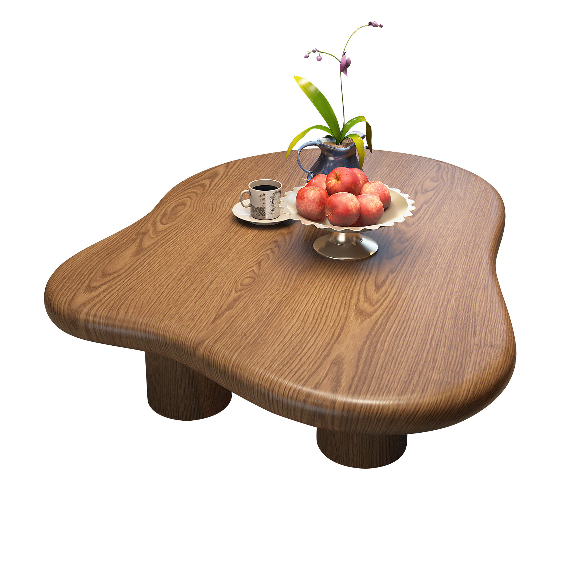 Brayden Studio Ednar Single 48.5" Walnut Coffee Table with Cloud Design , Unique Wooden Coffee ...